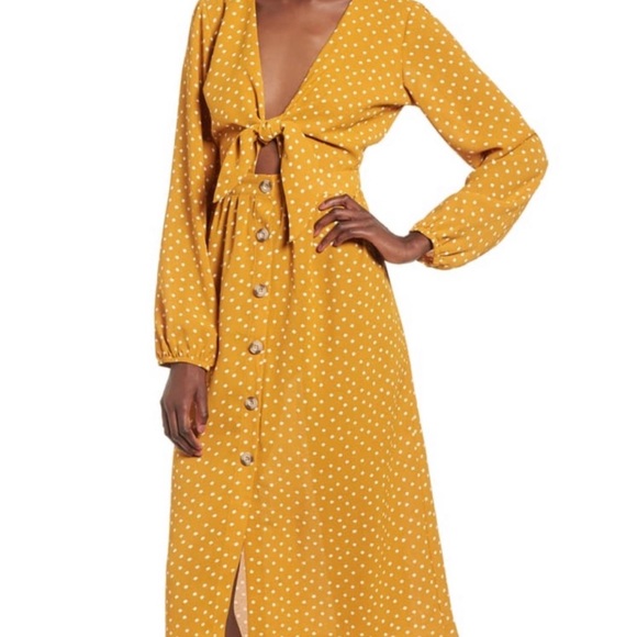 Mimi Chica | Dresses | Mimi Chica Mustard Yellow Polkadot Dress From ...